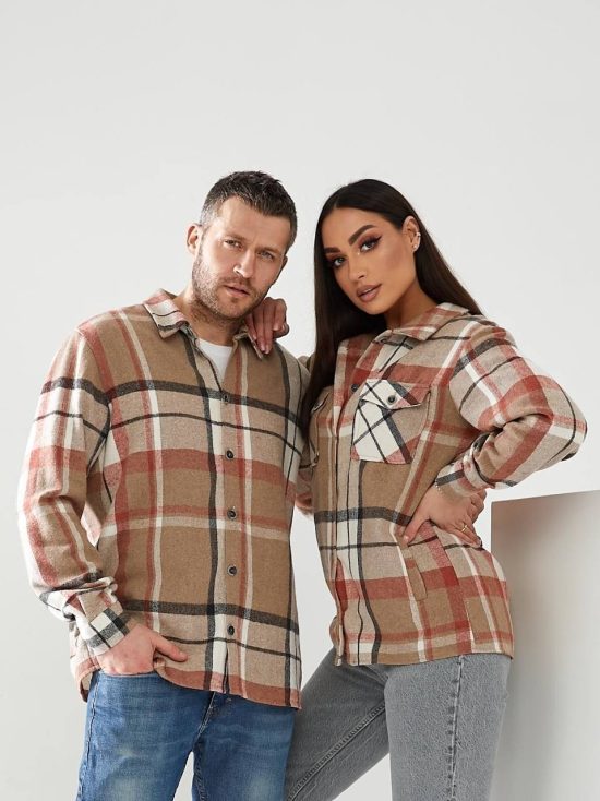 Купити Сорочка в клітинку чоловіча тепла №ат41711 ціна опт роздріб інтернет магазин одягу